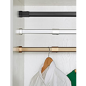 Autuwintor Adjustable Closet Rod Black Closet Rods for Hanging Clothes Heavy Duty with End Supports Aluminum Alloy Oval Shape 16-24 Inches Quantity-1pcs