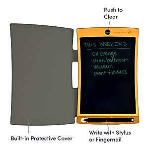 Boogie Board Jot Reusable Writing Tablet for Adults, 8.5 Digital Notebook with Instant Erase, Digital Notepad with Magnets, Note Taking Tablet for Work or School, Gold with Protective Folio