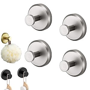 Luxehold No-Drill Hooks - Luxegrip No-Drill Hooks, Superhold No-Drill Hooks, Luxehold Hooks, Gold Shower Hooks, Gold Shower Hooks for Shower, Stainless Steel Waterproof Suction Cup Hooks (4PC-C)