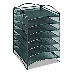 Safco Products Onyx Mesh Steel Literature Organizer, 6 Compartments, Black | Increase Efficiency & Convenience in Home, Office & Classrooms|Desktop/Tabletop