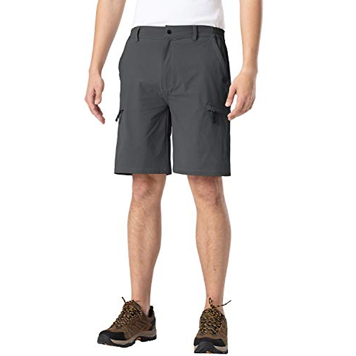 Rdruko Men's Quick Dry Hiking Cargo Shorts Lightweight Outdoor Fishing Travel Summer Shorts with 6 Zipper Pockets(Dark Grey, US 36)