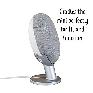 Mount Genie Pedestal for Nest Mini (2nd Gen) and Google Home Mini (1st Gen) | Improves Sound and Appearance | Cleanest Mount Holder Stand for Mini (Silver)