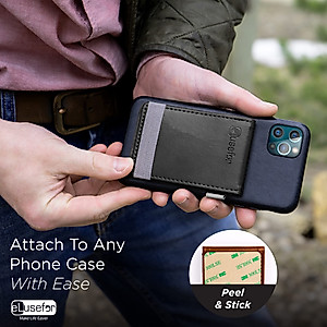 eLusefor Stick-On Phone Wallet & Card Holder for Back of iPhone or Android Case - Black