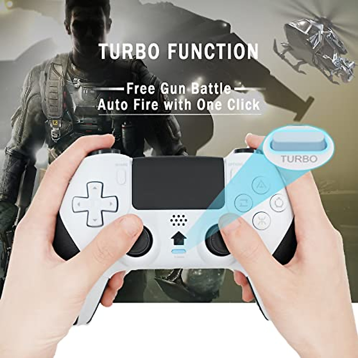 TERIOS Wireless Pro Controller Compatible with PS4 /PS4 Pro/PS4 Slim Console, Gaming Remote with Built-in 800mAh Rechargeable Battery/Precise Joystick/Audio/Turbo/Advanced Buttons Programming (Black)