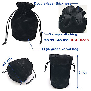 Assorted Polyhedral Dice Set with Black Drawstring Bag, 5 Complete Dice Sets of D4 D6 D8 D10 D% D12 D20 Great for Dungeons and Dragons DND RPG MTG Games