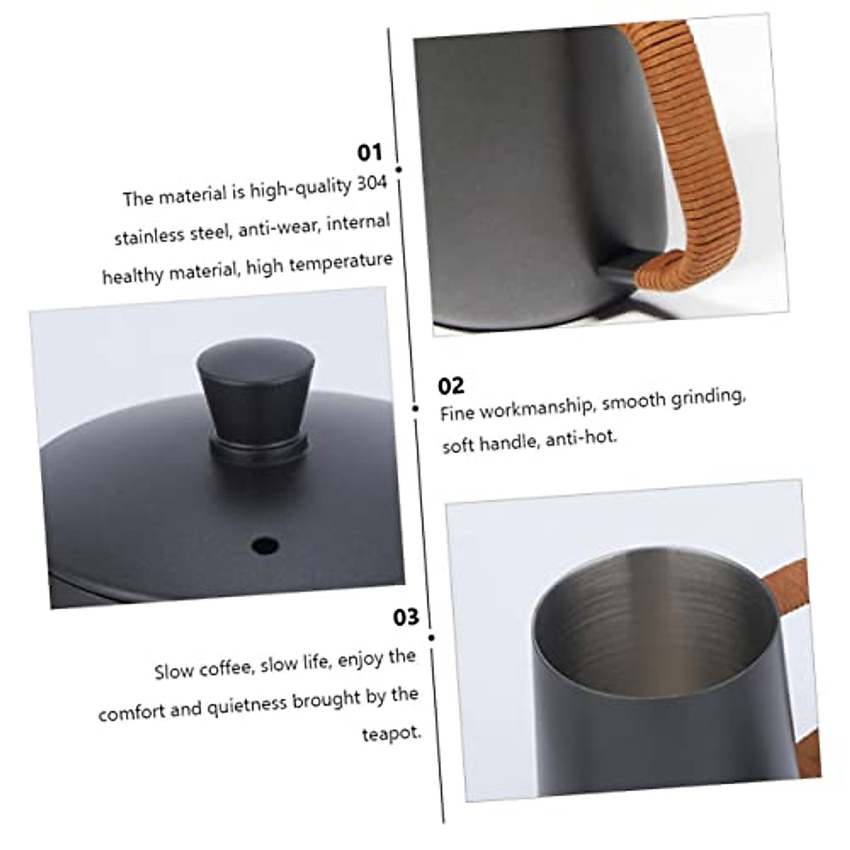 COLLBATH 1pc Hand Pour Coffee Pot Gooseneck Kettle Stovetop Coffee Espresso Maker Gooseneck Water Kettle Coffee Pouring Kettle Goose Neck Teapot Drip Filter Tea Kettle Brew Black