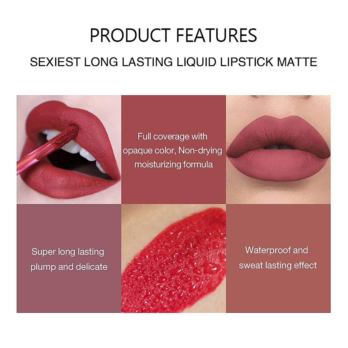 CCbeauty Matte Liquid Lipstick Set 6 Colors Velvet Smooth Lip Stick Waterproof Long Lasting Pigmented Non-Stick Cup Not Fade Pink Lip Makeup Mothers Valentine's Day Gift Sets for Her Women