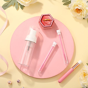 30 Pieces Nose Brushes Set 1.8oz Empty Bottle Travel Soap Bottle and Lash Shampoo Brushes Diamond Eyelash Foaming Soap Pump Dispenser Lash Wand Makeup Tool for Women, 50ml(Black)