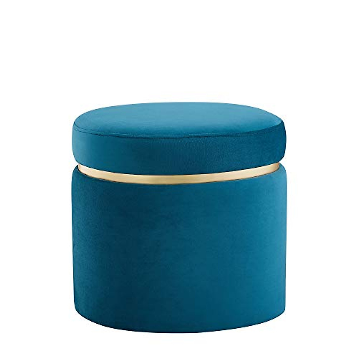 Amazon Brand – Rivet Asher Oval Upholstered Storage Ottoman, 18"W, Teal Velvet