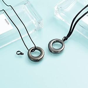 AIWENXI Cremation Jewelry Urn Necklace Stainless Steel Circle of Life Eternity Memorial Pendant Ash Holder Women Men, 2pcs