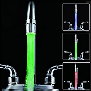 3 Color LED Light Water Faucet, Bathroom Faucet, Changing Glow Temperature Sensor Shower Stream Water Faucet Tap for Kitchen and Bathroom