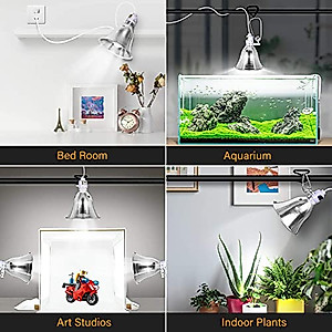 Simple Deluxe Clamp Lamp Light with 5.5 Inch Aluminum Reflector up to 60 Watt E26 Socket (no Bulb Included) 6 Feet 18/2 SPT-2 Cord,Silver and White,1 Pack