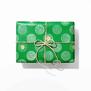 WOPARTY Green Wrapping Paper Roll - with Cut Lines for Birthday, Holiday, Wedding, Baby Shower Party DIY Pack - 3 Rolls - 17 in X 120 in Per Roll
