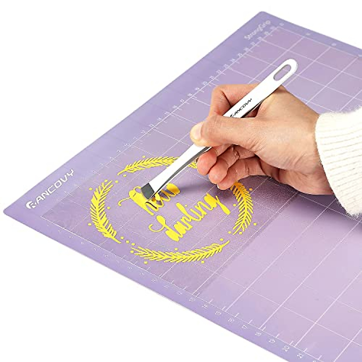 RANCOVY Brayer Roller & Mat Remover Tool Tweezers Set for Cricut/Silhouette/Brother and T-Shirts Heat Transfer Projects Printmaking