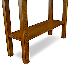 Leick Home 9021-MED One Drawer Wave Hall Console Table with Shelf, Medium Oak