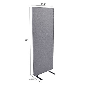 Stand Up Desk Store ReFocus Raw Freestanding Acoustic Desk Divider Privacy Panel to Reduce Noise and Visual Distractions (Castle Gray, 23.6" x 62")