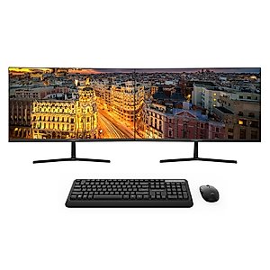 Packard Bell 24 Inch Computer Monitor FHD 1920 x 1080 , 75 Hertz, 5 MS, Dual Monitor, Wireless Keyboard and Mouse, VESA, VGA and HDMI Monitor, Basic and Gaming Monitor – 2 Pack