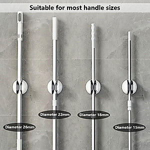 2PCS Broom & Mop Holder Wall Mount Storage Racks, Broom Holder with Sticker Base, Broom and Mop Organizer Wall Hanging, Mop and Broom Holder Wall Mount for Home, Kitchen, Garage Storage Utility Rack