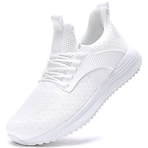 KPP White Sneakers for Men - Slip on Walking Running Tennis Athletic Workout Gym Jogging Lightweight Breathable Memory Foam Casual Shoes Size 11