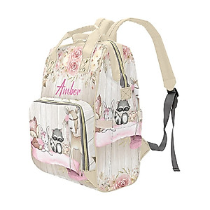 XOZOTY Woodland Forest Animal Diaper Bags Backpack Personalized Baby Bag Nursing Nappy Bag Travel Tote Bag Gifts