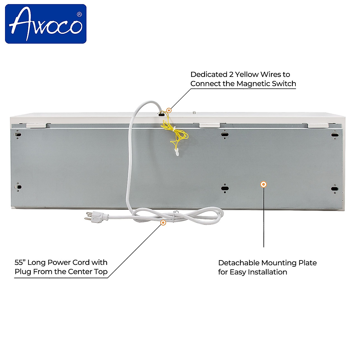 Awoco 36” Super Power 2 Speeds 1200 CFM Commercial Indoor Air Curtain, UL Certified, 120V Unheated with an Easy-Install Magnetic Switch