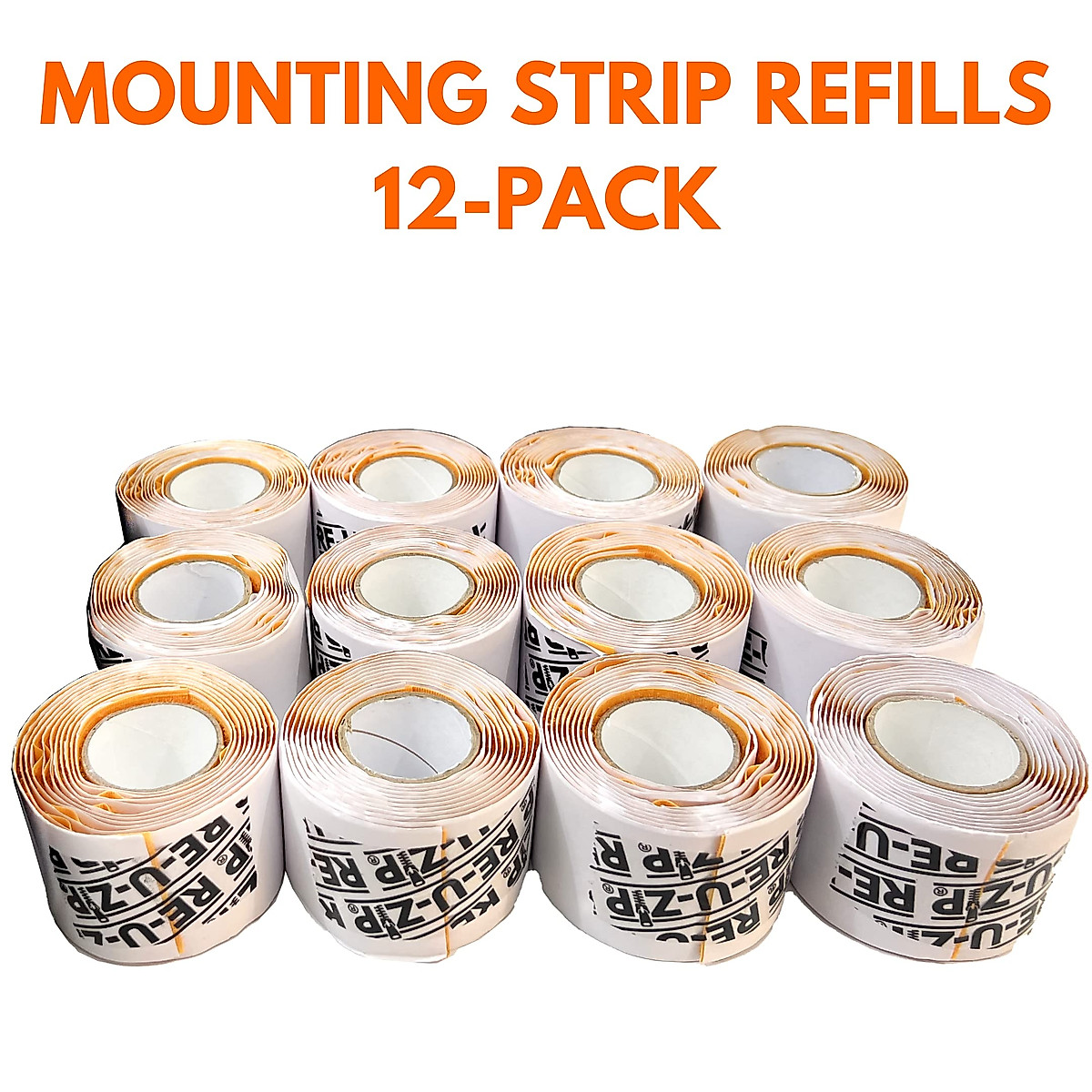 RE-U-ZIP Mounting Strip Refills | 12 Pack | for Use with RE-U-ZIP Reusable Dust Barrier Zippers & Magnetic Entry Strip (Magnetic Dust Barrier Zipper)