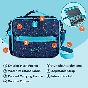 Bentgo® Kids 5-Compartment Lunch Box With Insulated Lunch Bag - (Confetti Edition - Abyss Blue)