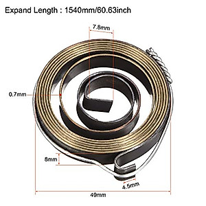 uxcell Drill Press Spring, Quill Feed Return Coil Spring Assembly, 5Ft Long, 49 x 8 x 0.7mm