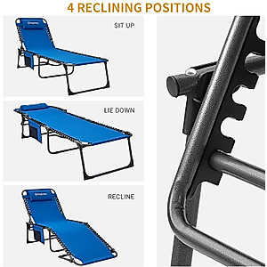 KingCamp Lounge Chair, 74.8''x23.2''x14.5, Blue