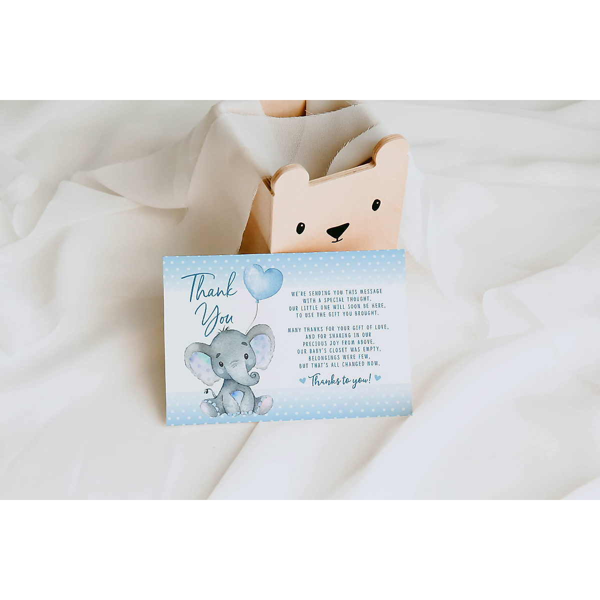 Your Main Event Prints Elephant Baby Shower Thank You Cards 20 Count Pre-written Thank You Cards, Baby Sprinkle Blue Dots