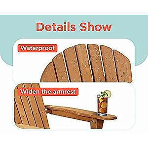FDW Lawn Outdoor Wood Chairs Save Space and Movable and Weather Resistant, 2 Pieces, Natural