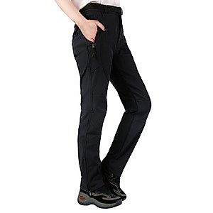 Singbring Women's Winter Outdoor Fleece Waterproof Windproof Insulated Ski Snow Hiking Workout pants W28-W30 Medium Black(W801F31/Black/M)