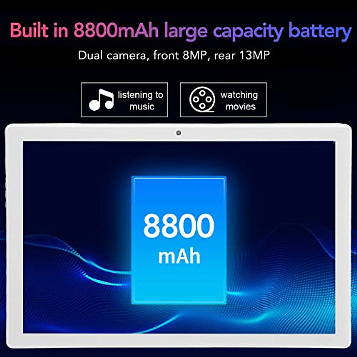 Garsentx Tablet 10 Inch Android 11, 8GB RAM 256GB ROM, 8MP 13MP, 8800mAh Battery 8 Core IPS HD Touchscreen Tablets (Silver)(US)