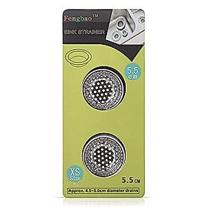 Fengbao 2PCS Mini Bathroom Drain Strainer - Stainless Steel, Small Wide Rim 2.17" Diameter