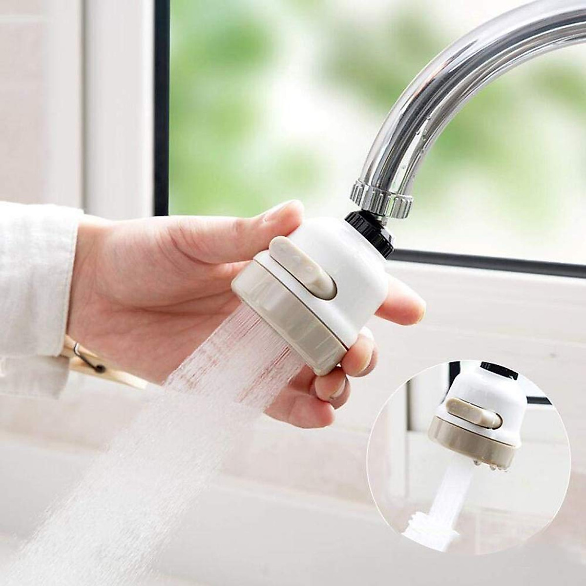 Kitchen Water Faucet Filter, 3 Modes Position Adjustable Sink Faucet Sprayer Head,High Water Flow Tap Water Head for Home Kitchen Bathroom,Booster Shower Water Saver