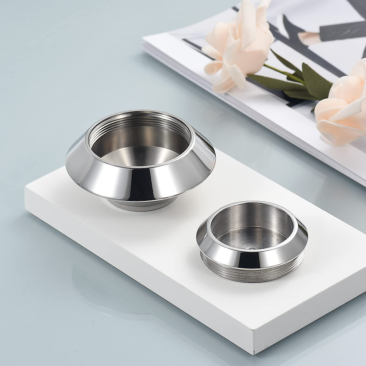 shajwo Cremation Urn for Human Ashes Stainless Steel Candle Ash Holder Keepsake Urn for Ashes Candlestick Mini Funeral Urns for Pet Ashes,Silver