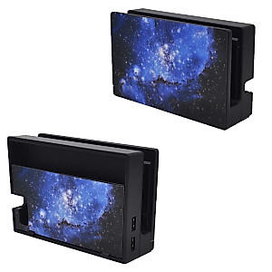 Taifond Full Set Faceplate Skin Decal Stickers for Nintendo Switch with 2Pcs Screen Protector (Console & Joy-con & Dock & Grip) -Blue Galaxy