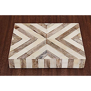 Handicrafts Home Chevron Pattern Brown White Jewelry Organizer and Storage Box for Women Girls Gift Wrap Boxes 8x5x1.5
