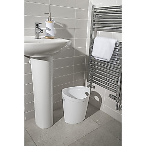 Addis 514806 Plastic Waste Paper Bathroom Bedroom Office Bin, 12 Litre, White