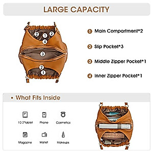 Kattee Soft Women Genuine Leather Hobo Totes Purses and Handbags Satchel Top Handle Shoulder Bags (Brown)