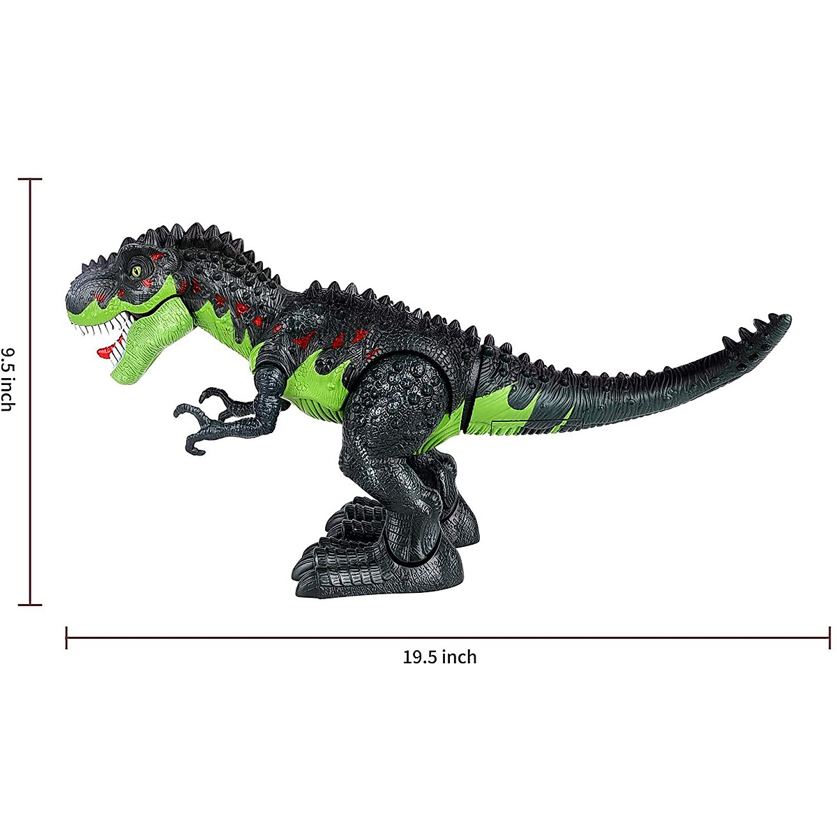 SY JOYSAE WonderPlay Tyrannosaurus T-Rex Dinosaur with Lights and Realistic Sounds Action Figure Toy - Light Up Eyes, Awesome Sounds - Walks on Its Own! - Great Gift Boys 3+,Battery Operate (Green)
