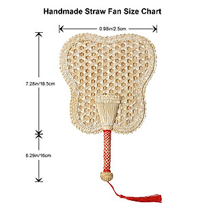 Kailinst Hand Woven Fan,Folding Hand Fan,Wheat Straw Hand Fan,Manual Fan,Hand Fans Women Foldable,Suitable for Summer,Barbecue,Decoration(7.2"Petal Fan)