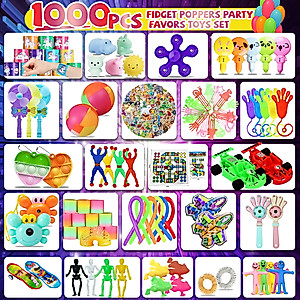 1000+ PCS Party Favors for Kids,Fidget Toys Pack,Valentines Stocking Stuffers, Birthday Gift, Treasure Box,Goodie Bag Stuffers, Carnival Prizes, Toys Filler Sensory Toy for Classrooom