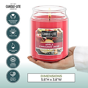 Candle-LITE Scented Candles, Apple Cinnamon Crisp Fragrance, One 18 oz. Single-Wick Aromatherapy Candle with 110 Hours of Burn Time, Red Color (Individual Box)