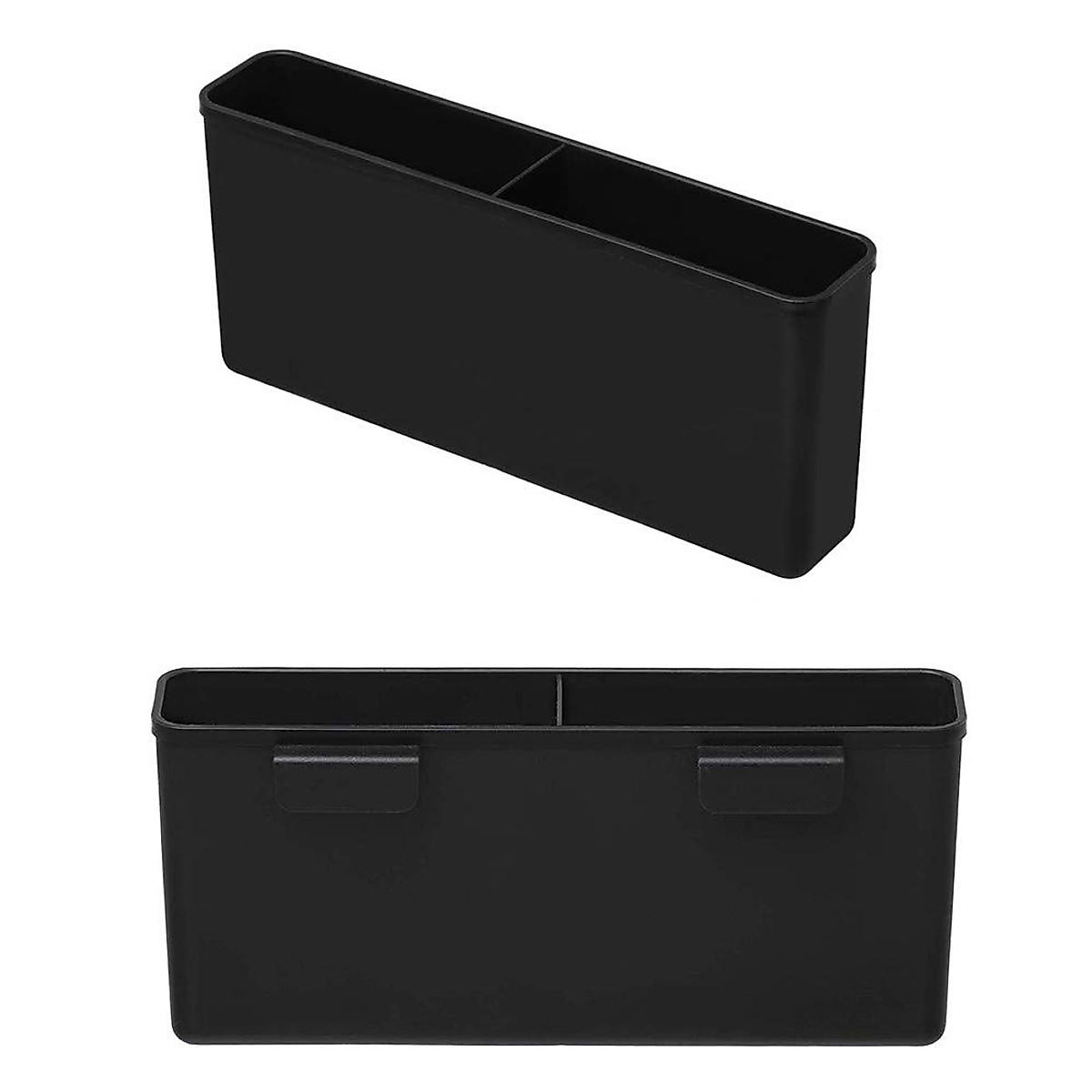 SANNO Plastic Black Utensil Silverware Storage Holder Caddy,Fit Kitchen Sink Drying Rack, Microfiber Dish Mat, Dish Drying Mat