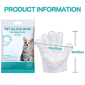 Herb Life Cleaning Glove for Dog and Cat, Wipes Gloves for Dog and Cat Fur Face, Ear, Eye, Paws Cleaning Wipes Pet Wash Free Gloves, Grooming Wipes for Pet No Rinse Thick Dog Wipes Gloves(6 Pcs)