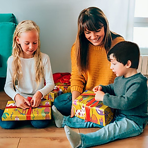 CENTRAL 23 Cat Birthday Wrapping Paper - 6 Sheets Yellow Gift Wrap - Cat Themed Gifts For Girls - Cat Wrapping Paper For Men And Women - Comes With Cute Stickers