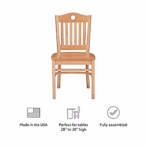 Linon Slat Back Natural Wood Finish Made in America Set of 2 Brock Dining Chair