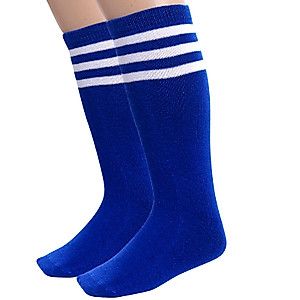 Dxhycc 3 Pairs Kids Soccer Socks Stripes Knee High Tube Socks School Cotton Uniform Sports Socks for Toddler Girls and Boys