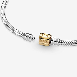 PANDORA Moments Two-tone Barrel Clasp Snake Chain Bracelet